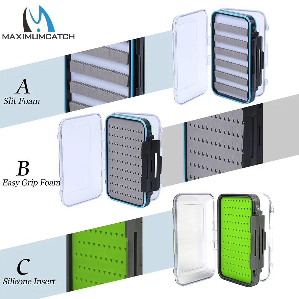 Maximumcatch Fly Box Waterproof Slit Foam High Density 4 Size Fly ...