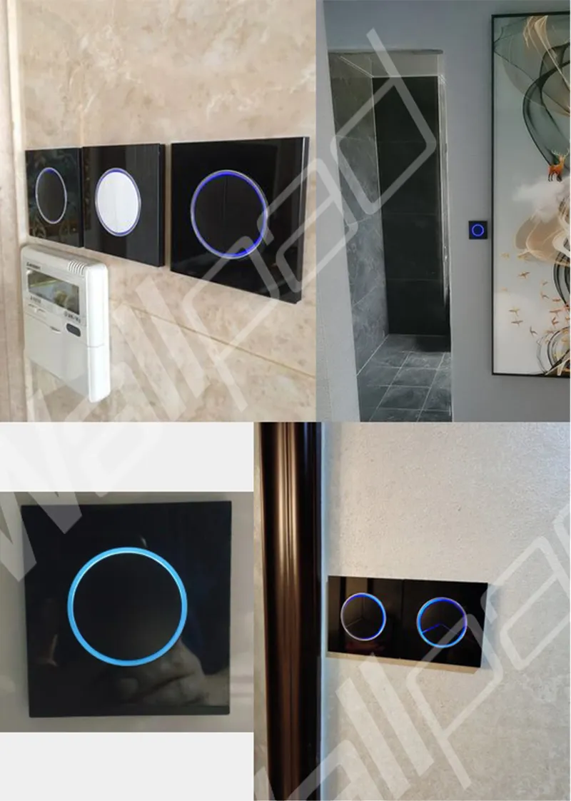 Newest4 Pack Glass Panel LED Momentary Step Light Switch, 1/2/3/4 Gang ...