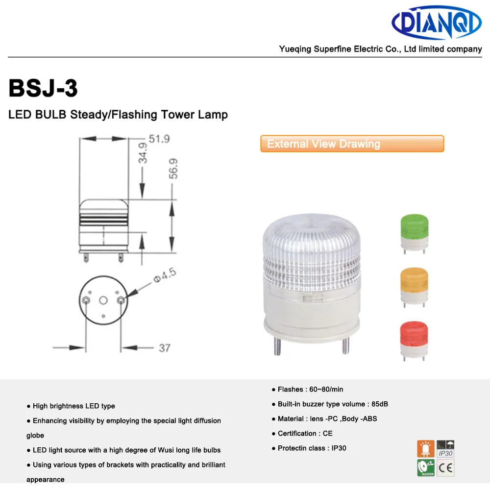 DC12V/24V 3-in-1 Alarm Lamp: Red Yellow Green LED Indicator Security ...