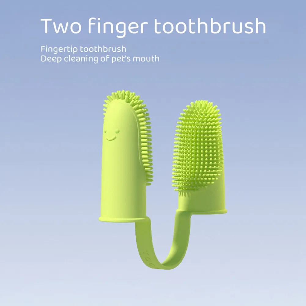 2-Pack Dual-Head TPR Finger Toothbrush for Dogs and Cats, Soft Bristles ...