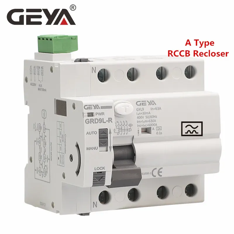 Wholesale GEYA GRD9L R Auto Recloser With A Type RCCB RCD ELCB 40A/63A, 30mA/100mA, 300mA Safety ...