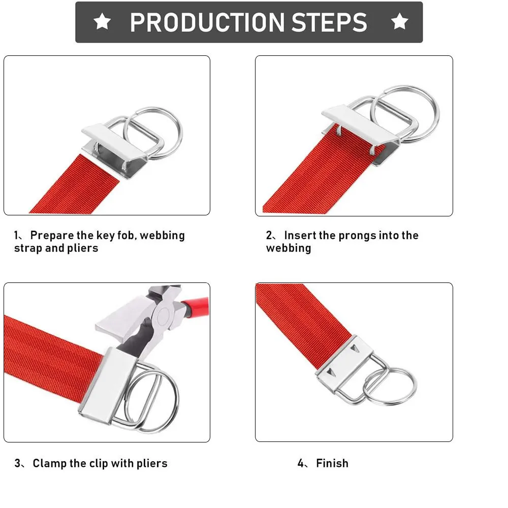 Fabric Hardware Key Chain Fob Wristlet with Key Ring for DIY Lanyard ...