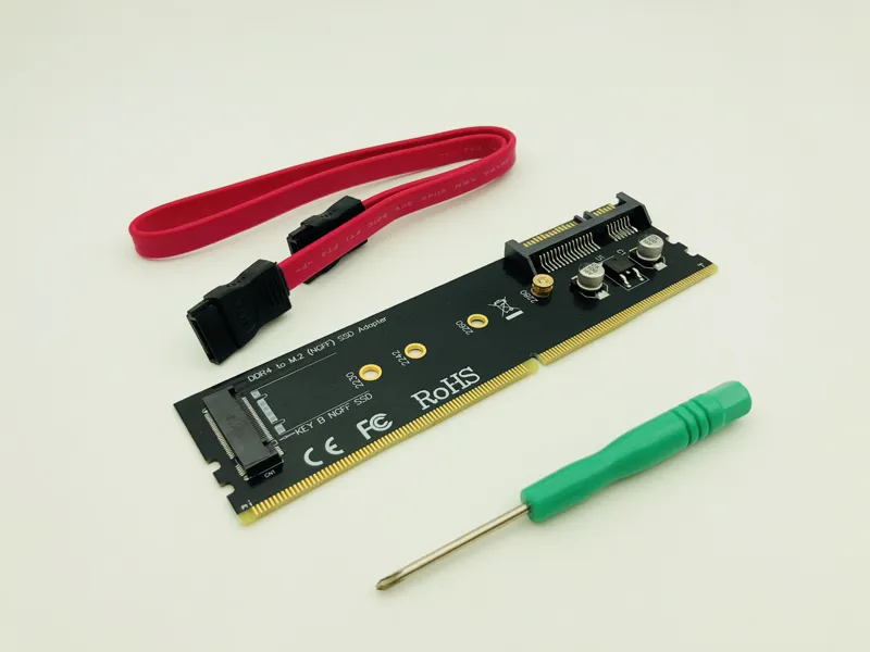 DDR4 to M.2 SATA Riser Memory Adapter DDR4 DIMM to M.2 NGFF SSD B Key ...