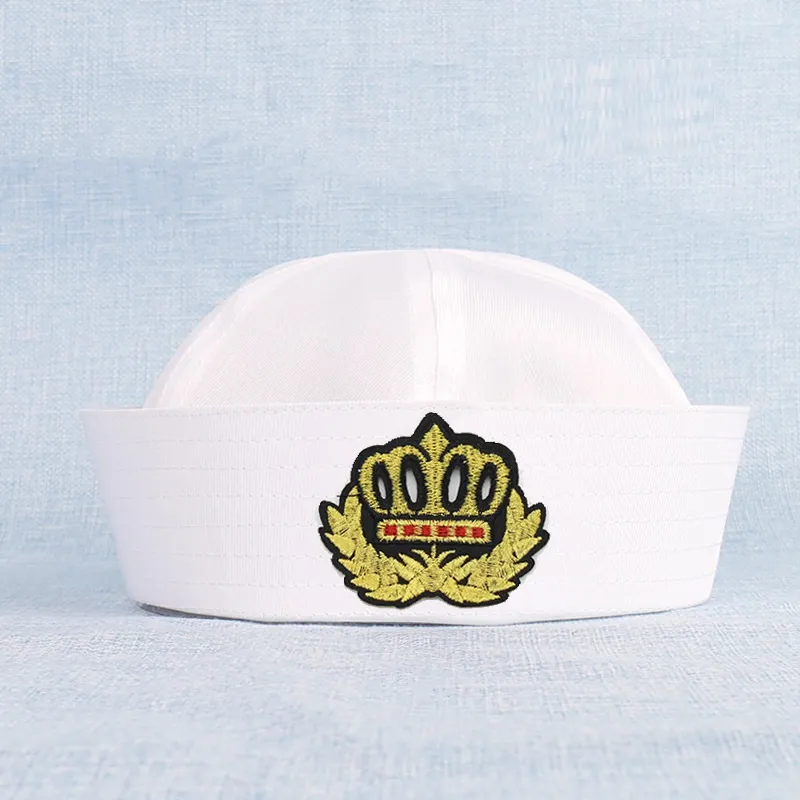 White Captain Sailor Hat with Anchor Emblem for Adults and Kids, Straw ...