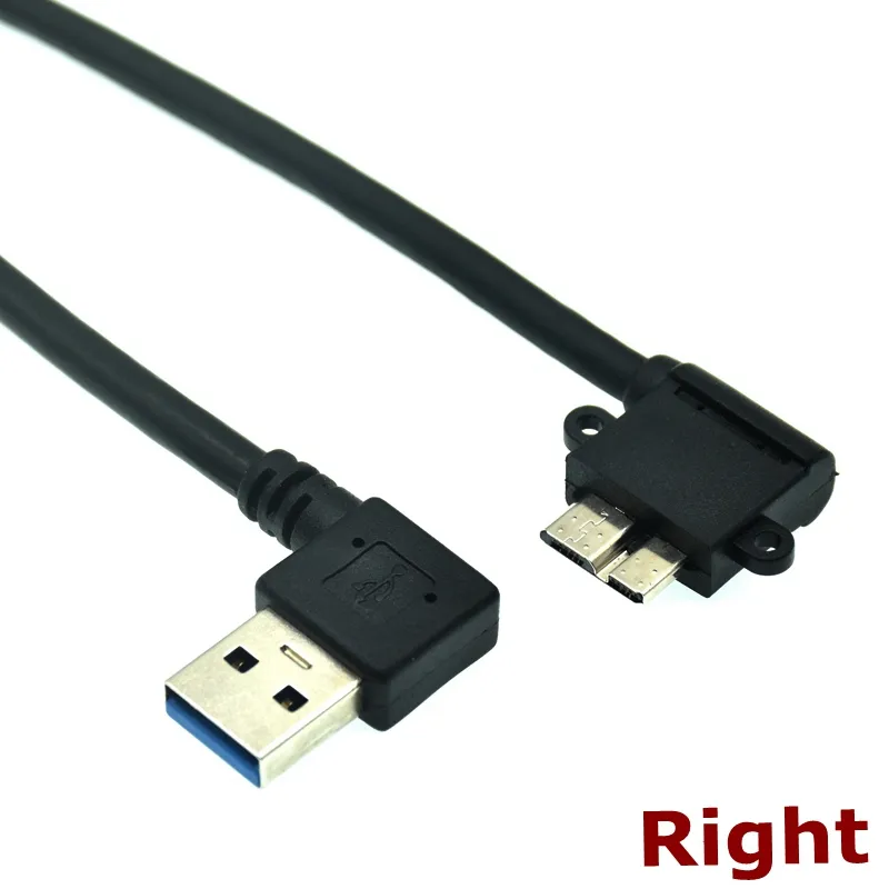 90 Degree USB 3.0 to Micro B 10-pin Left Corner Cable 25 cm for Samsung ...