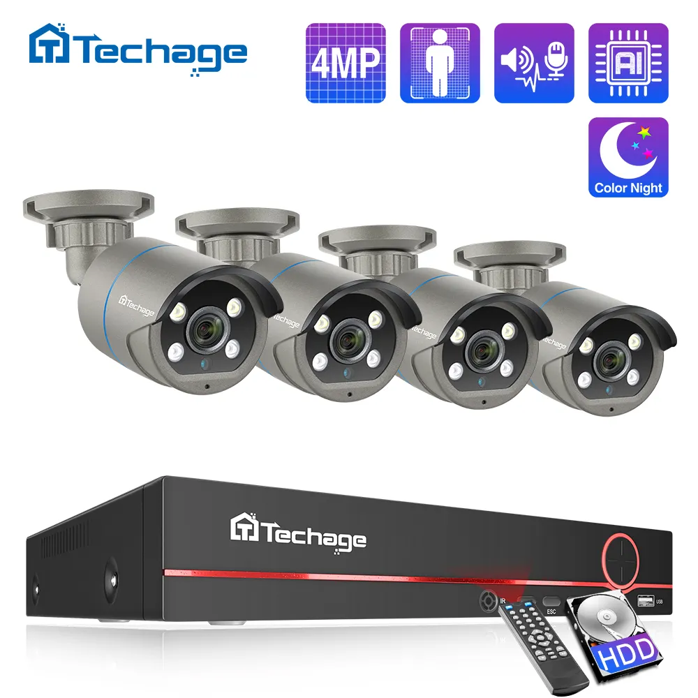 DHgate.com:Techage 8CH 4MP H.265 HD PoE NVR Surveillance Kit, Outdoor ...