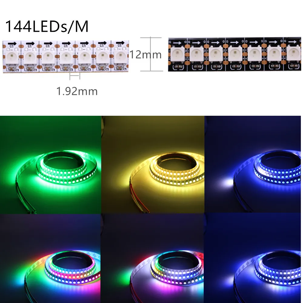 DC 5V WS2812B LED Strip Light 30/60/144 LEDs Meter Individually ...