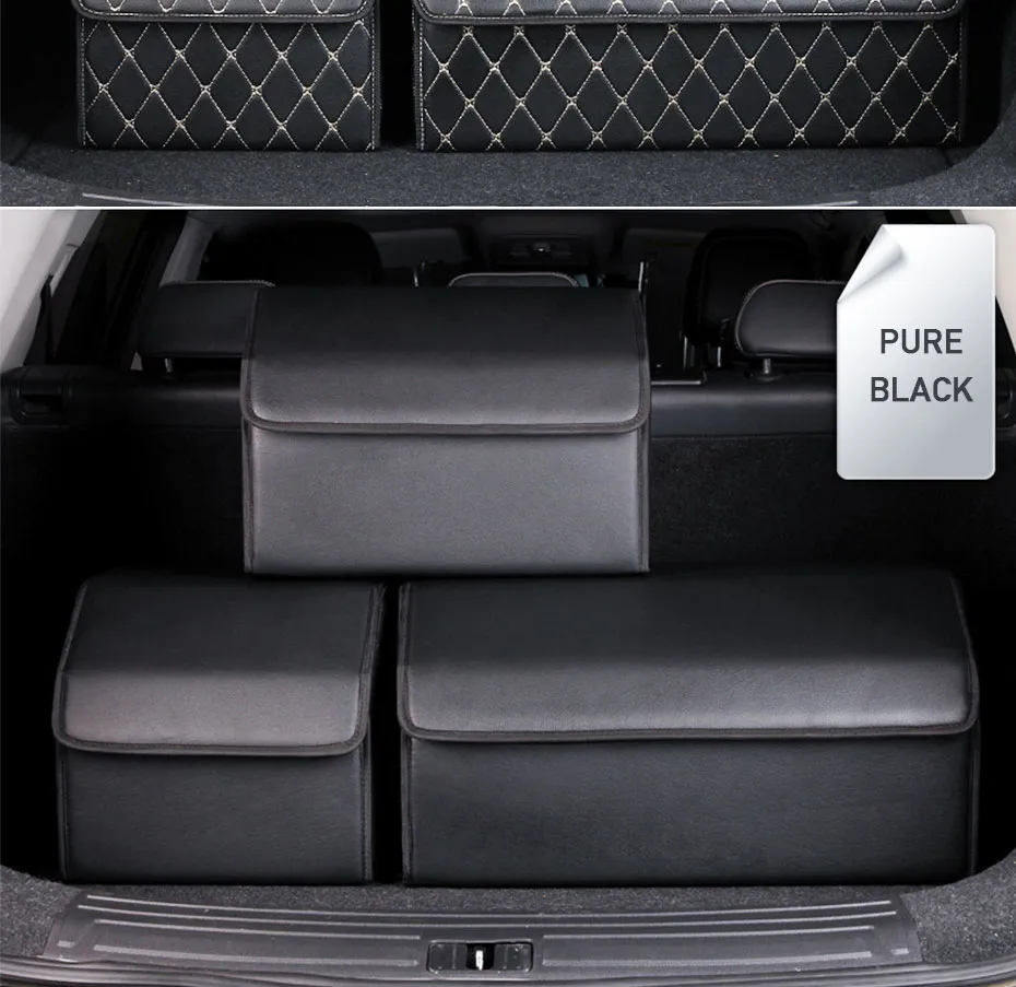 PU Leather Car Trunk Storage Organizer Foldable Box for Universal Rear ...