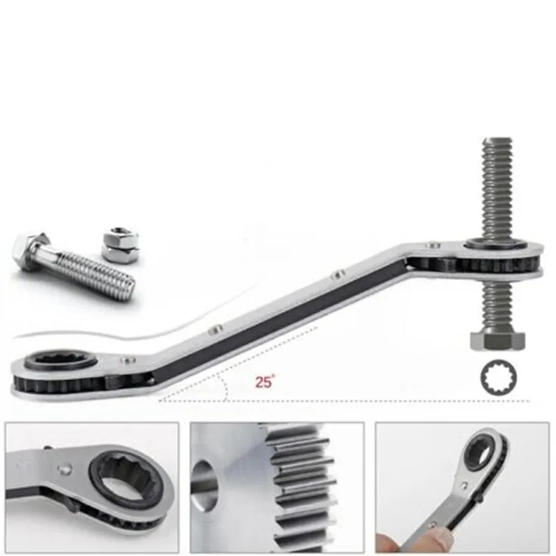 Double Ratchet Wrench Set Offset Ring Spanner With 6 21mm Double End ...
