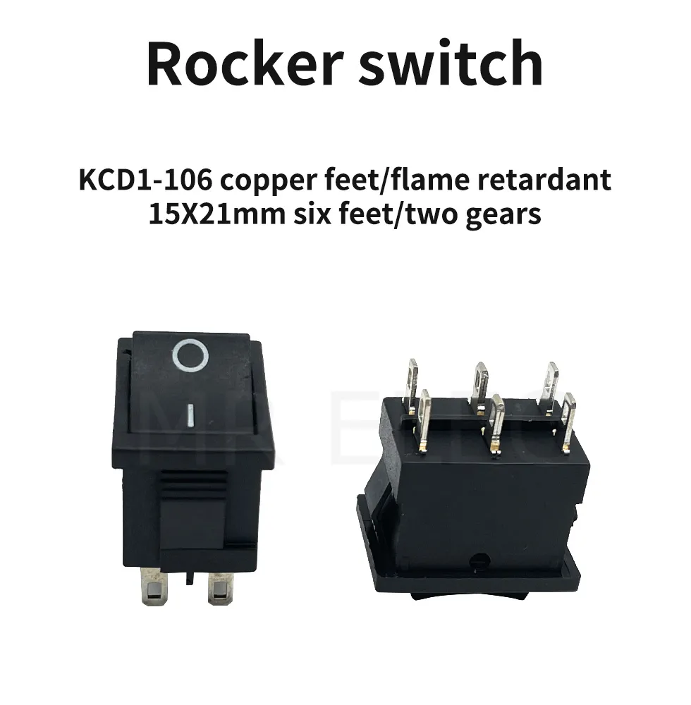 KCD1 Mini Black 3 Pin / 6 Pin On/Off/On Rocker Switch AC 6A 250V 10A ...