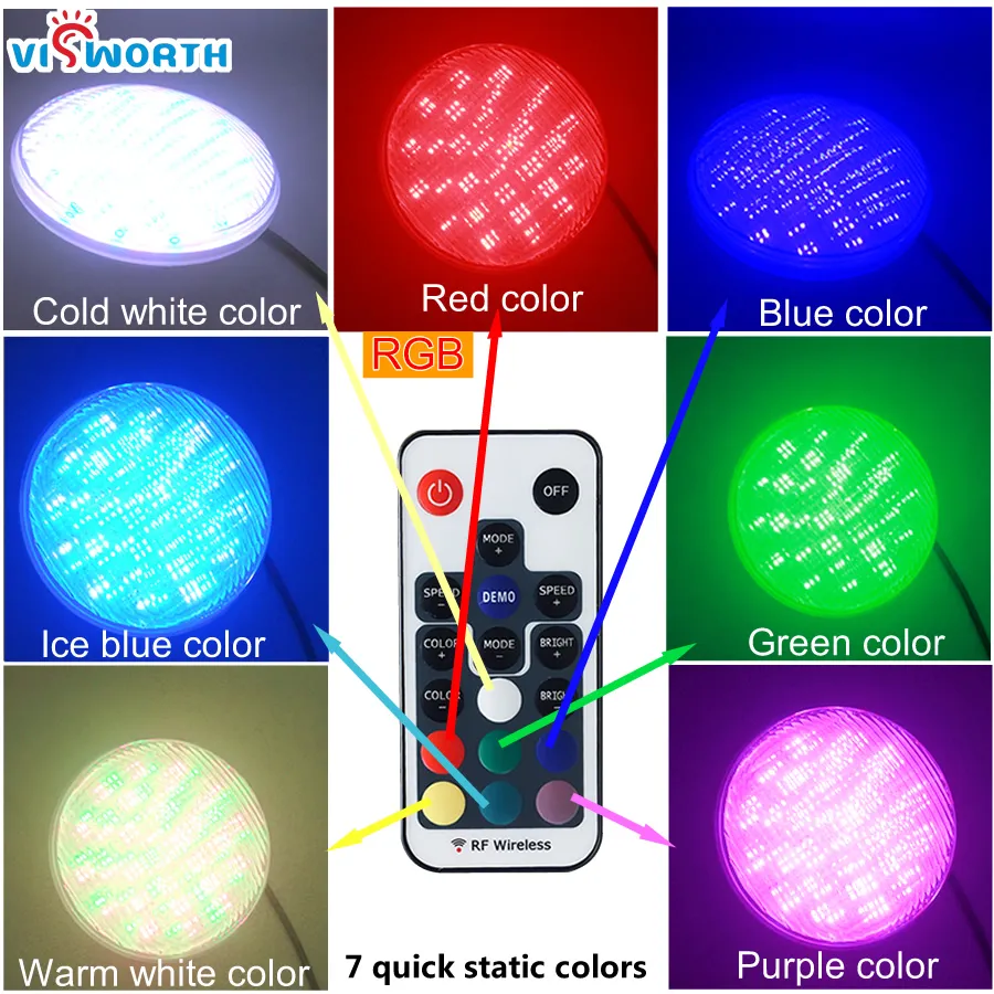 Submersible LED Pond Lights: Par56 LED Swimming Pool Light, 24/36W, IP68 Waterproof, 12V, Warm ...