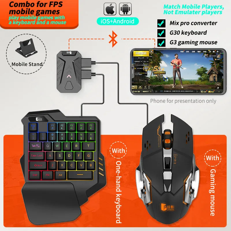 Mobile Game Controllers: Keyboard And Mouse Converter Combo With Stand ...