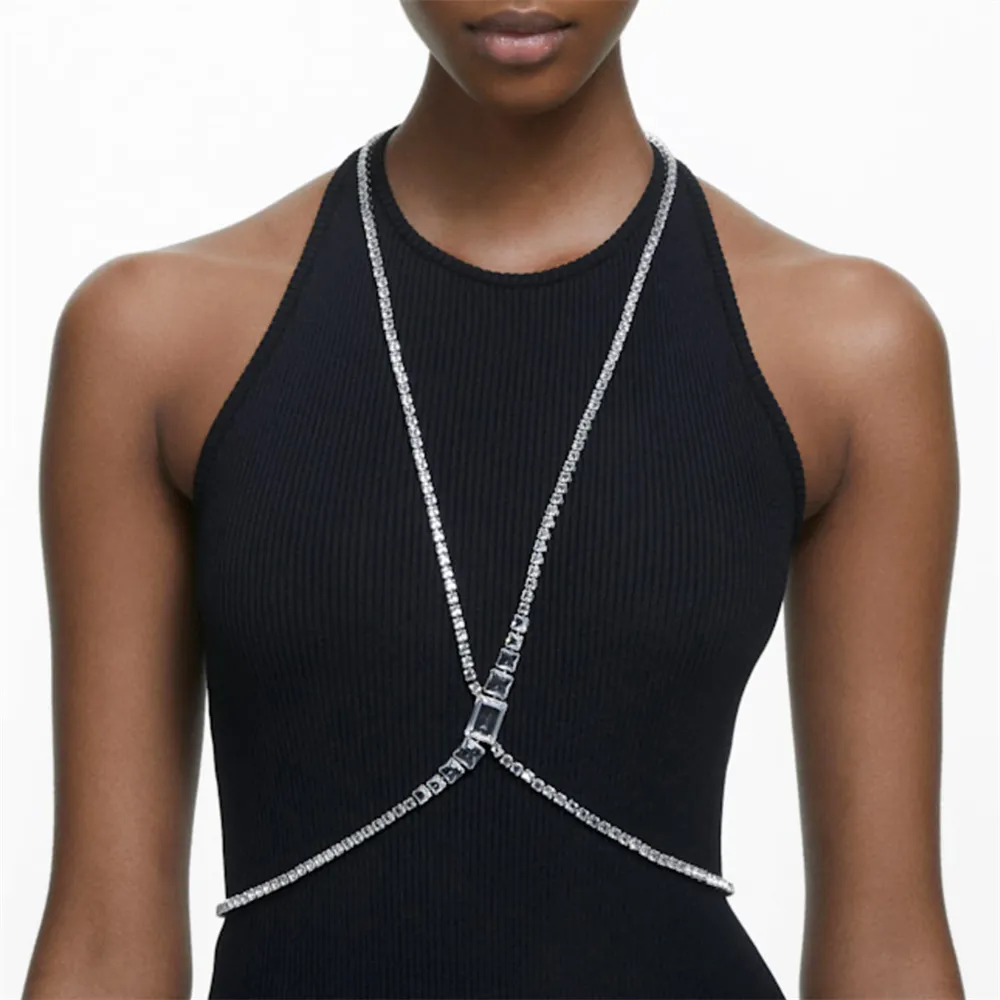Shiny Rhinestone Cross Body Chain necklaces for women for Women ...
