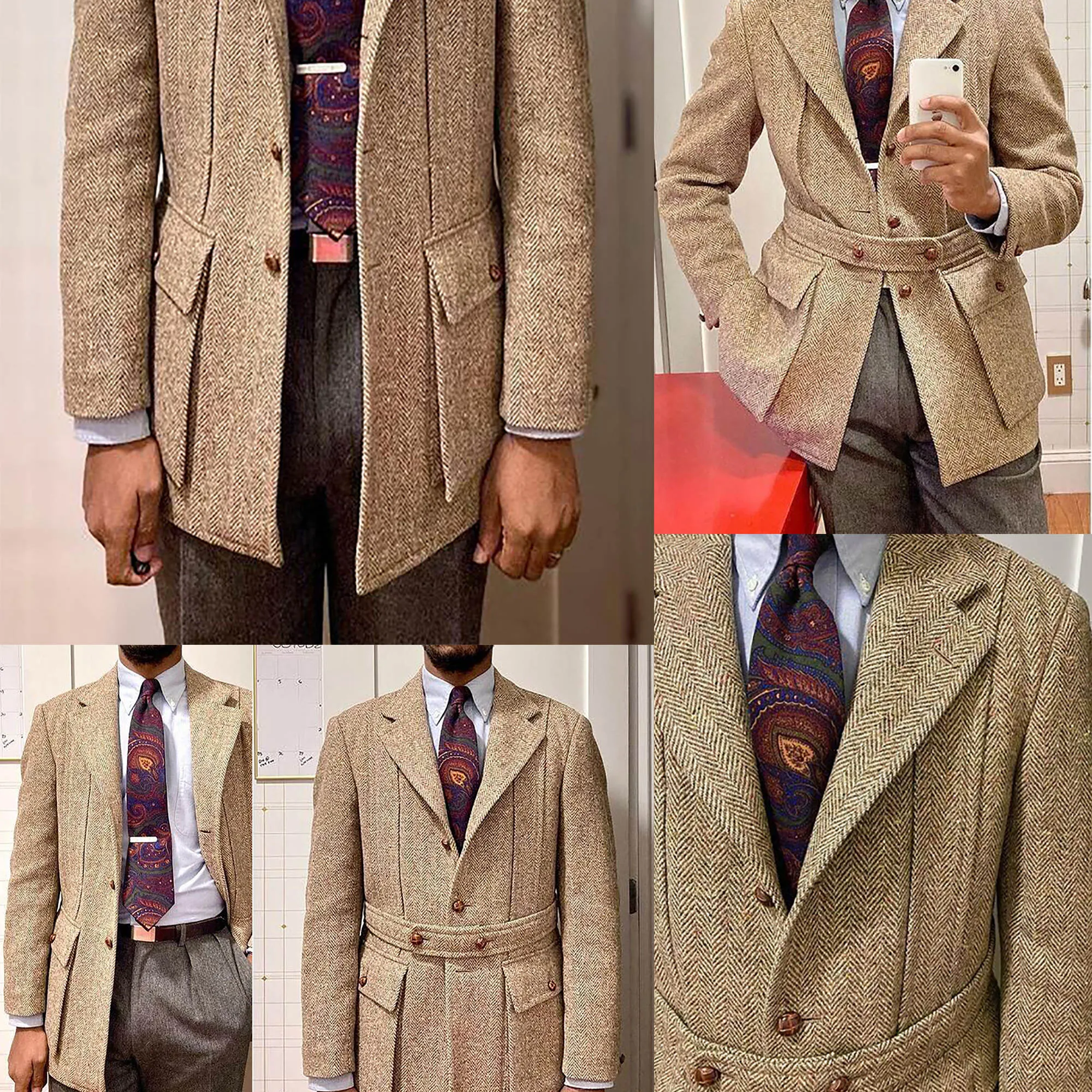 Casual Mens Blazer Jackets with Peaked Lapel and Single Row Buckle ...
