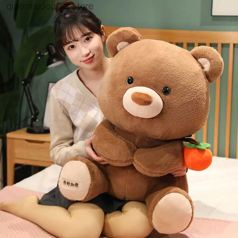 Kawaii Plushies: Cute Teddy Bear Plush Doll With Persimmon Soft Stuffed ...