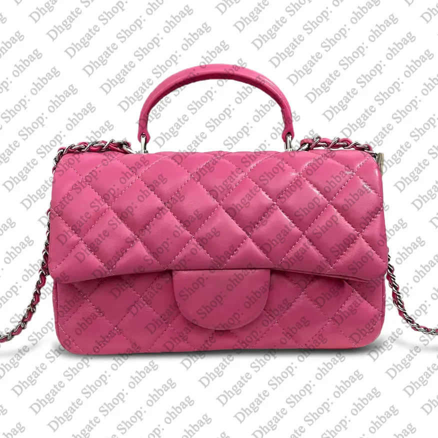 Pink Designer Handbags Chic Top Handle Bag, Hot Pink Mini Flap Bag ...