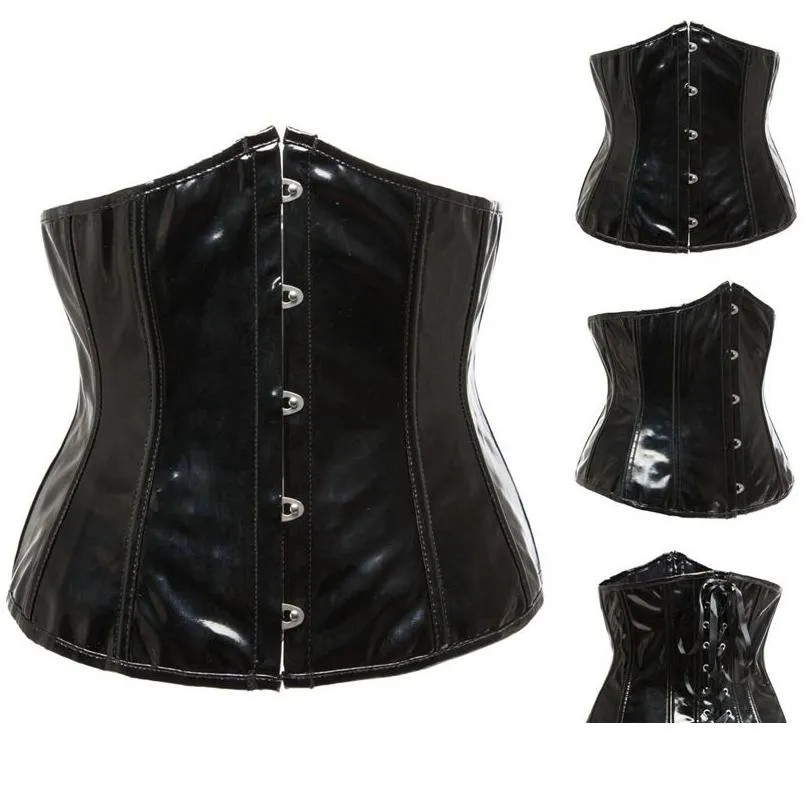 DHgate.com:Bustiers Corsets Gothic Fetish Black Underbust Corset Pvc ...