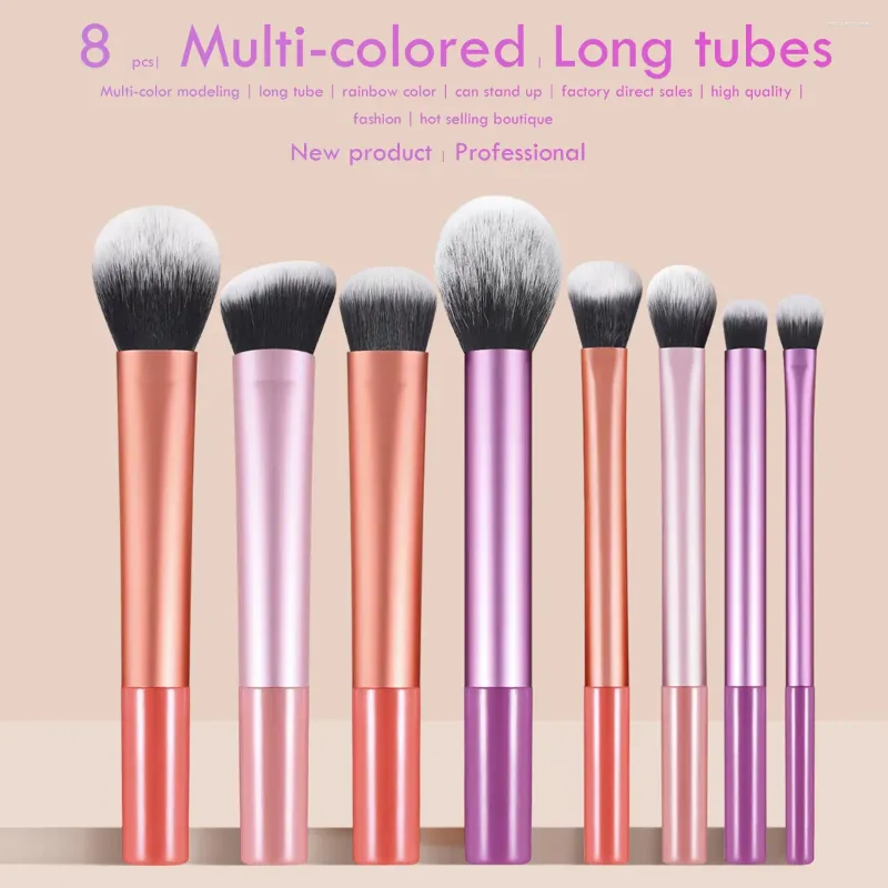 Yuemei 8-piece Long-tube RT Style Makeup Brush Kit with Concealer and ...