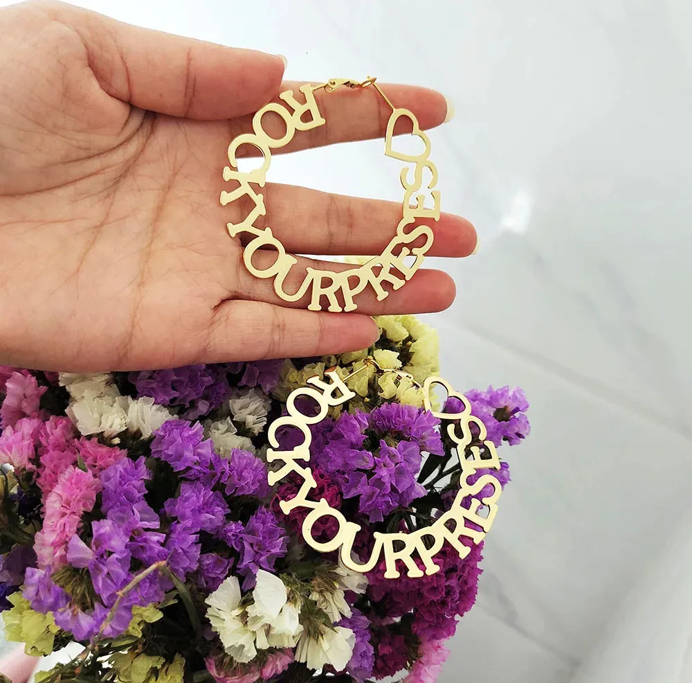 DODOAI Hoop Earrings: Personalized Name Hoops with Statement Words ...