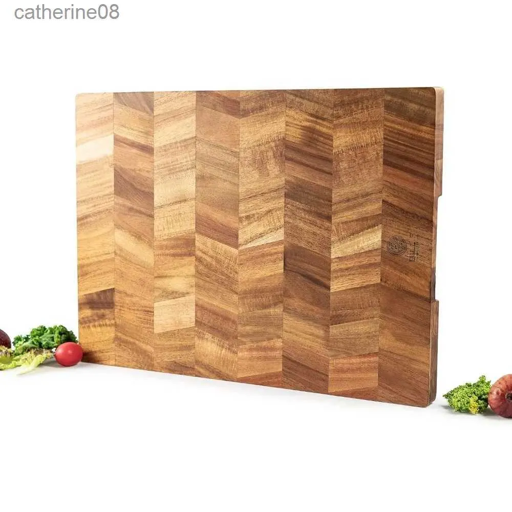 Premium Acacia Butcher Block Chopping Board with End Pieces - 18 x 13 ...
