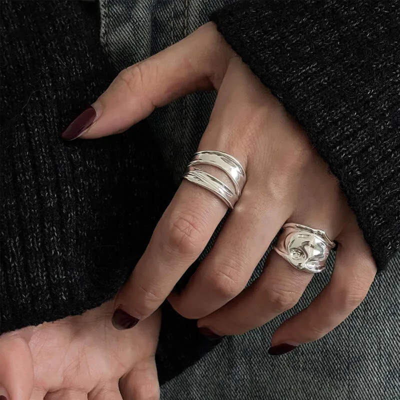 Womens High End Irregular Concave Index Ring In Index Finger Thick And ...