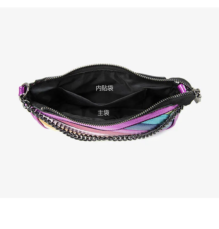 Rainbow Pillow Shape PU Handbag with Chain Embellishments and Zipper ...