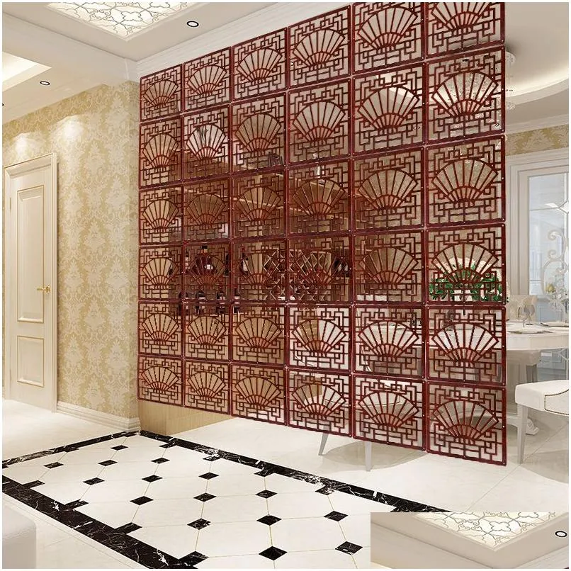DHgate.com:Rustic Red Wooden Folding Room Divider, Double-Sided Carved ...