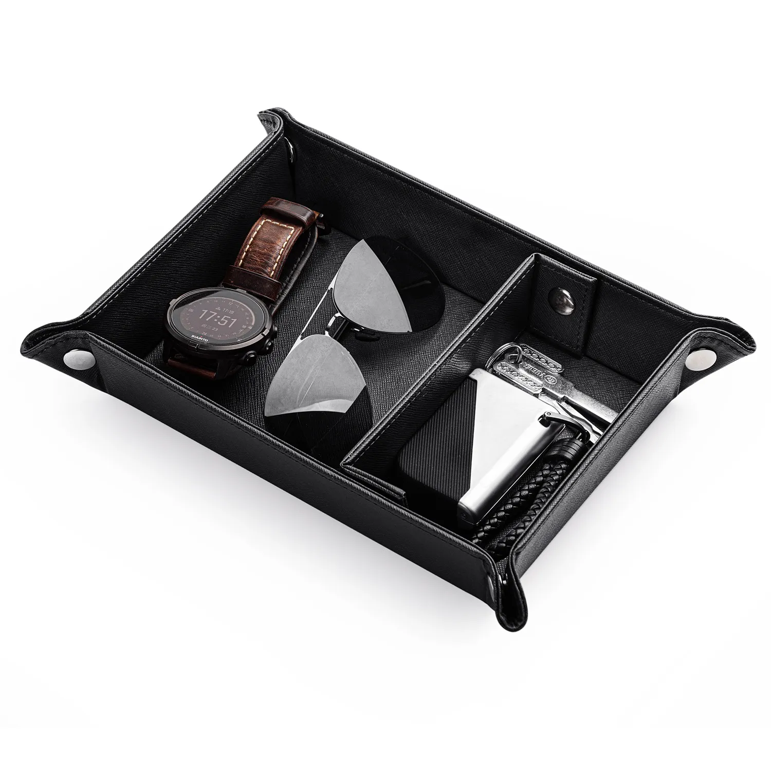 PU Leather Valet Tray Organizer for Desk, Entryway, Jewelry, Cosmetics ...