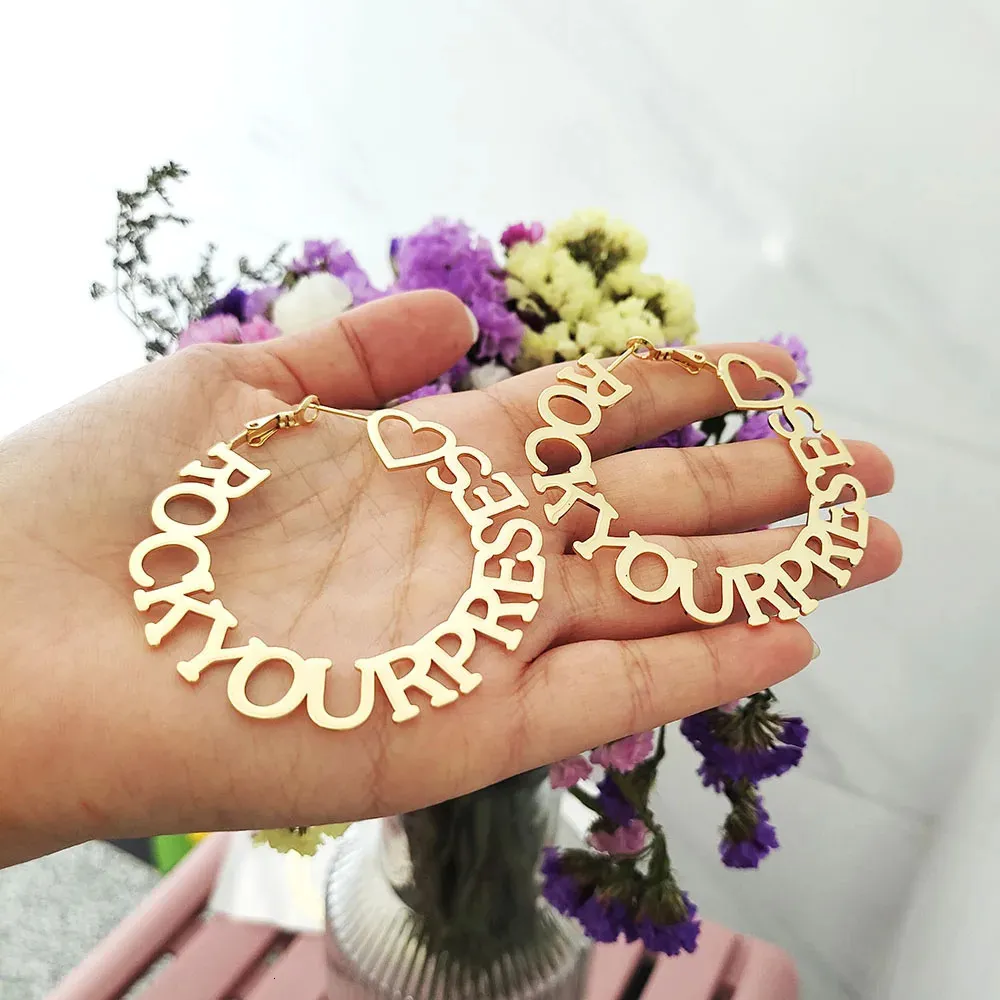 DODOAI Hoop Earrings: Personalized Name Hoops with Statement Words ...