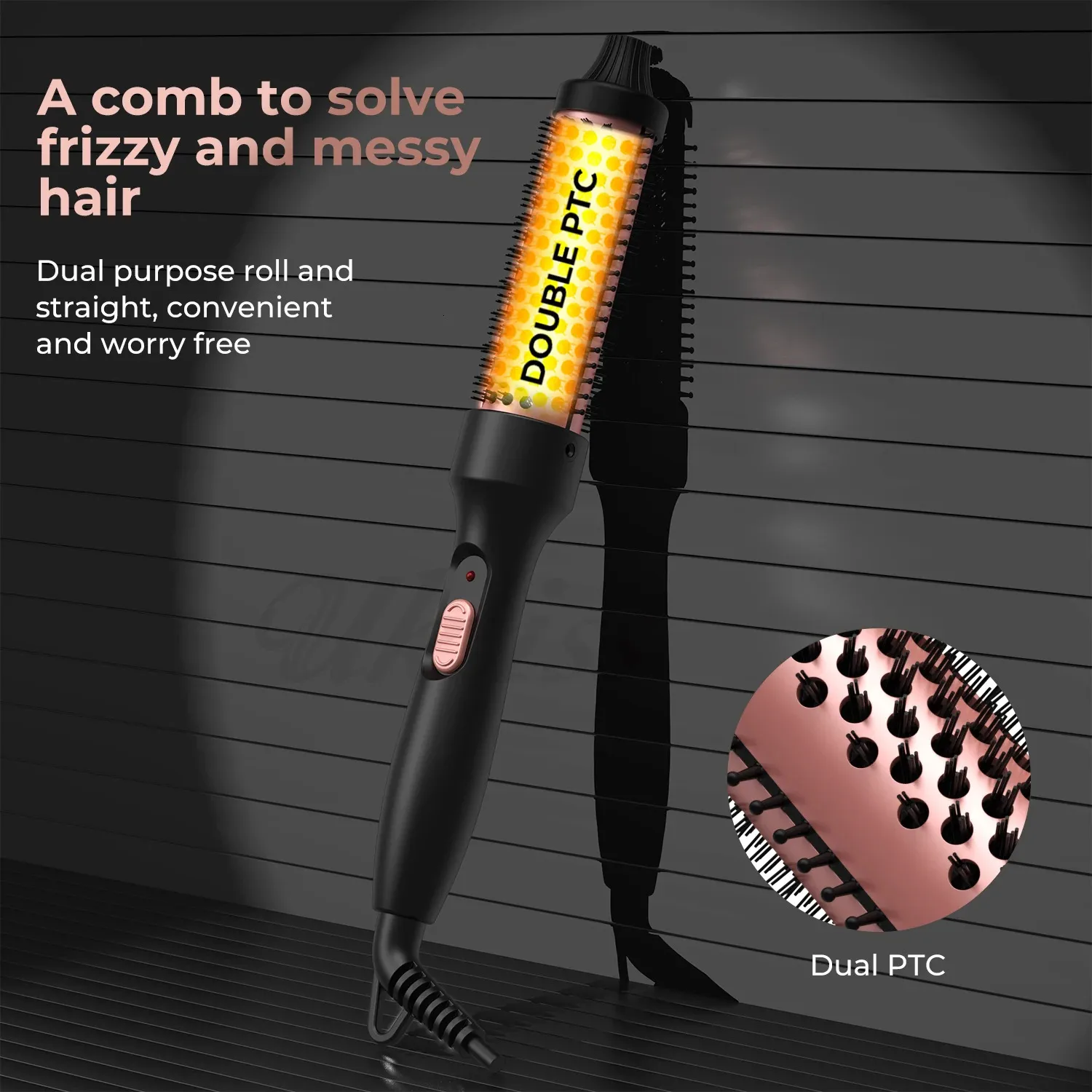 Thermal Brush Heated Curling Iron Brush 32mm Ceramic Round Hair Curler ...