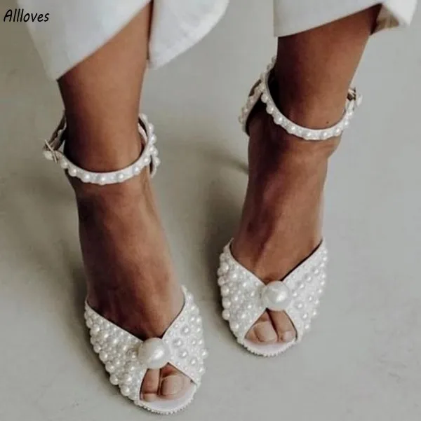 DHgate.com:Designer Elegant Ivory Pearl Open Toe Bridal Wedding Shoes ...