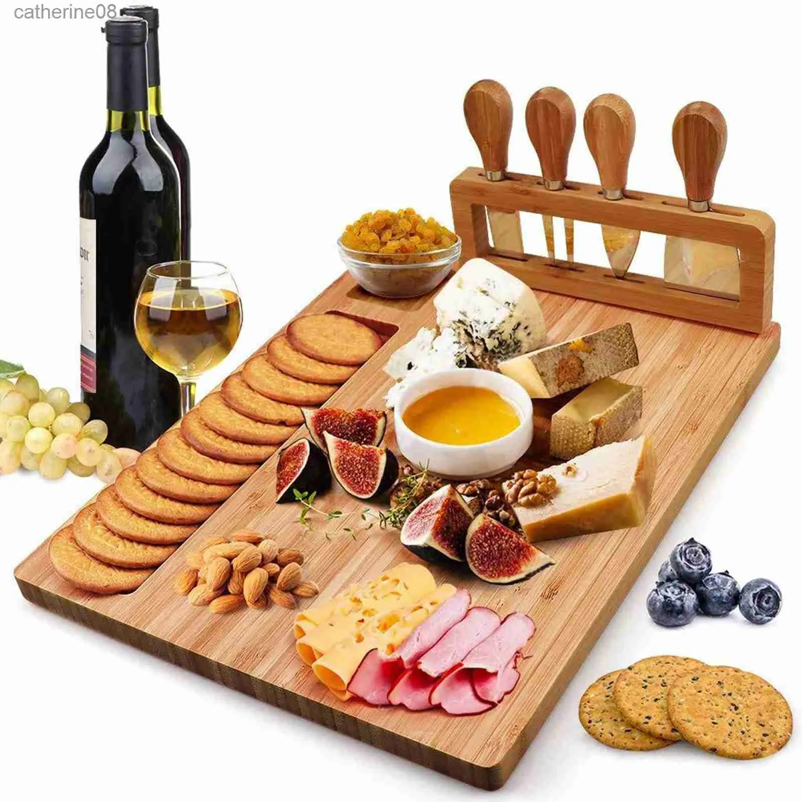 Chopping Blocks Bamboo Cheese Board Set Meat Charcuterie Tray for ...