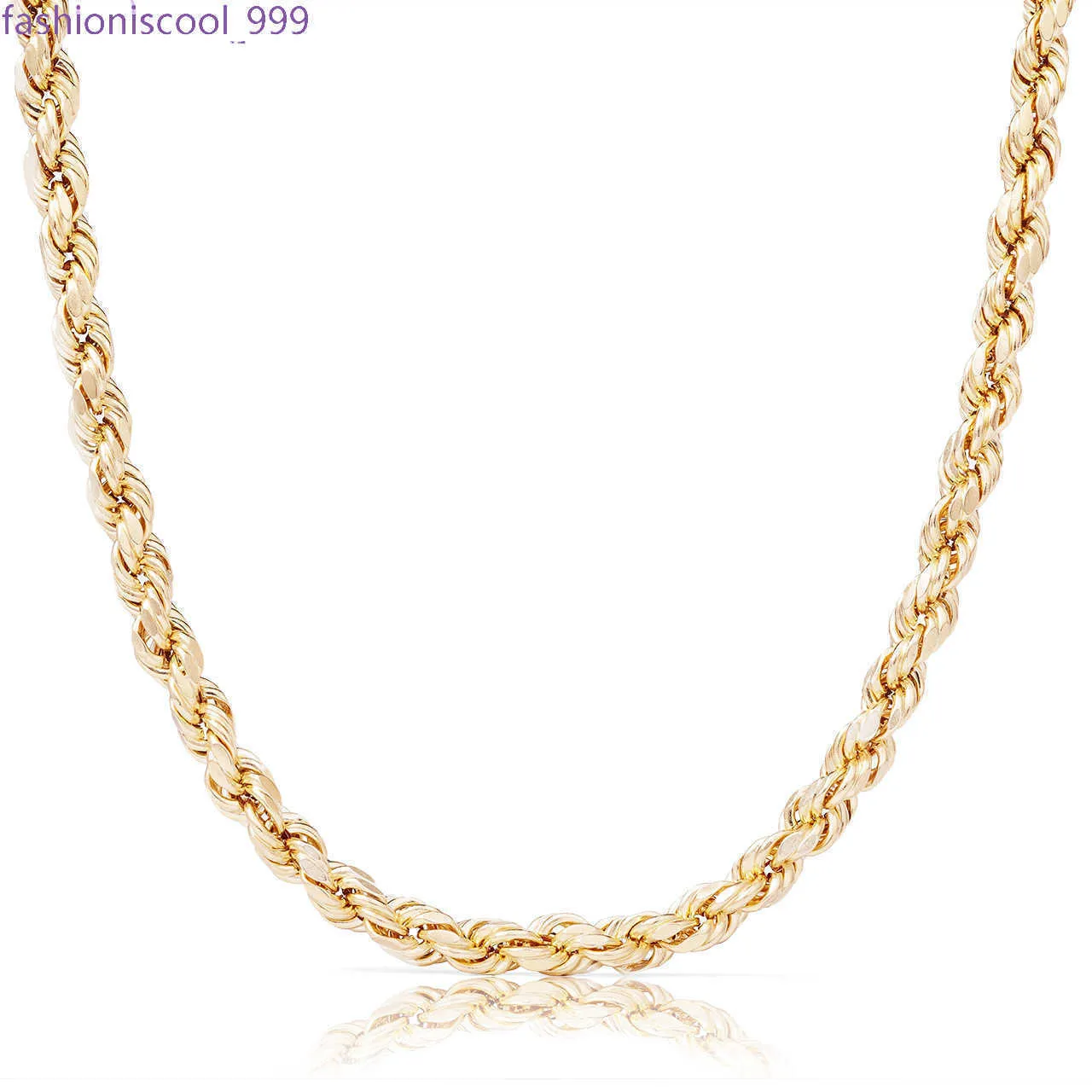 Mens Hip Hop 14k Gold Chain Necklace Real Solid Gold Rope Chains In 10K ...