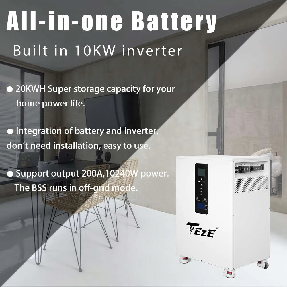 TEZE 20KW 51.2V 300AH 400AH LiFePO4 Battery Pack with Built-in 10KW ...