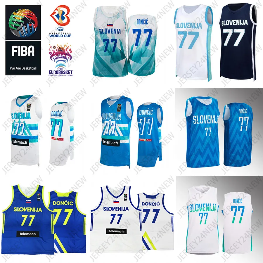 Luka Doncic 77 Slovenia Euro Basket Basketball Jersey 3 Goran Dragic 10 Mike Tobey 11 Jaka ...