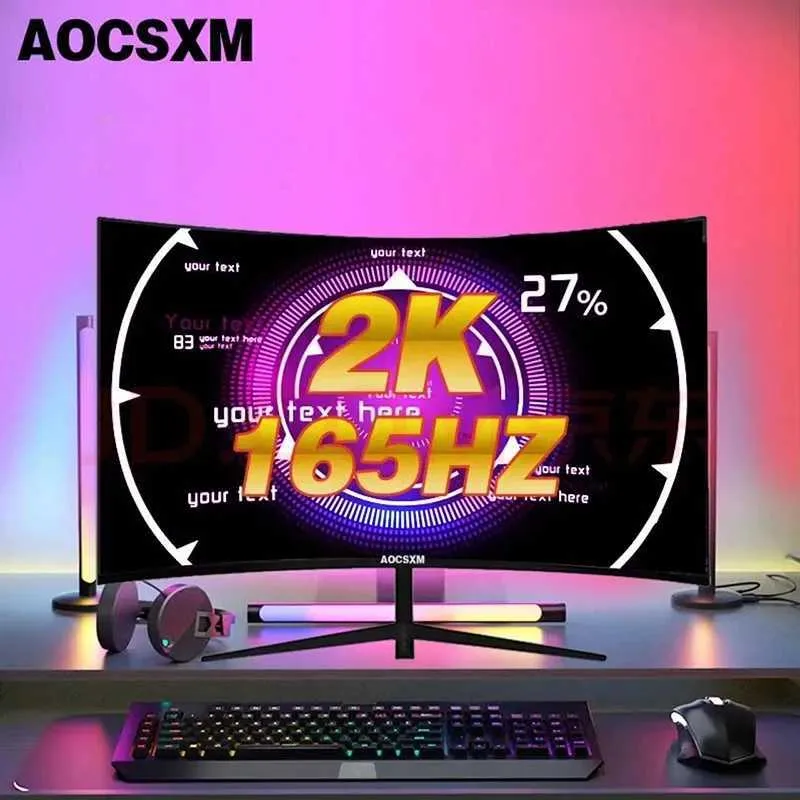 AOSXM27 Curved Game Display Table 165Hz VA 2K 144Hz HD Desktop Computer ...