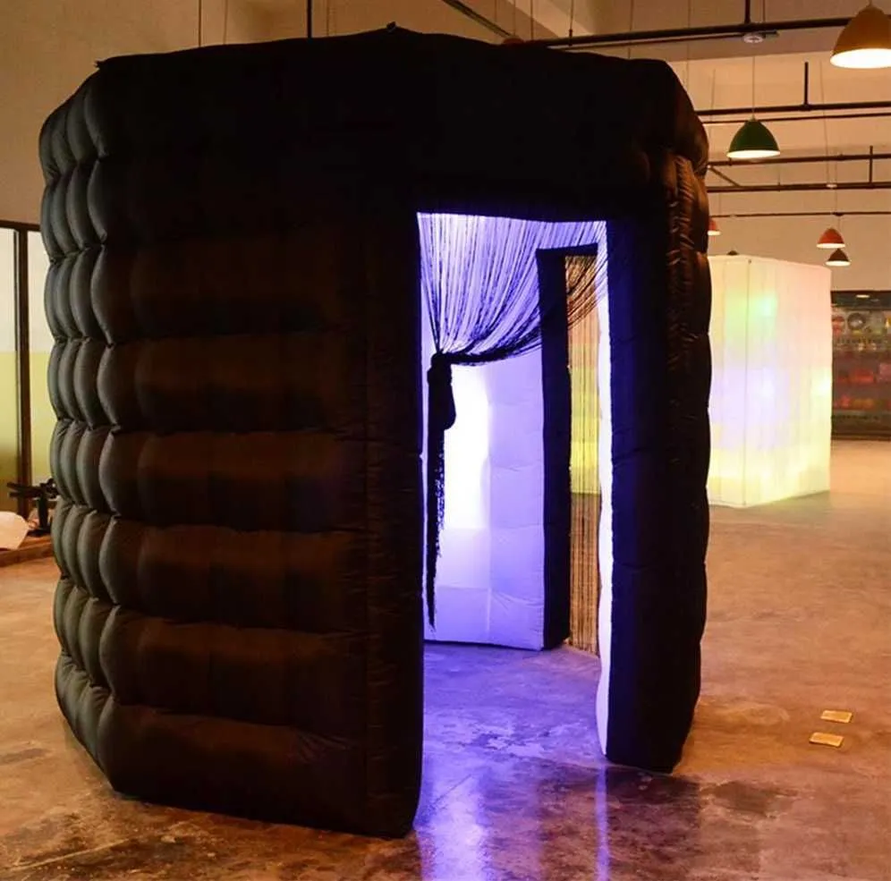 Black Octagon Inflatable Photo Booth Best Inflatable Tent With LED ...