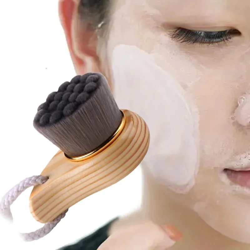 Wooden Handle Deep Cleansing Face Brush - Gentle Exfoliation for ...