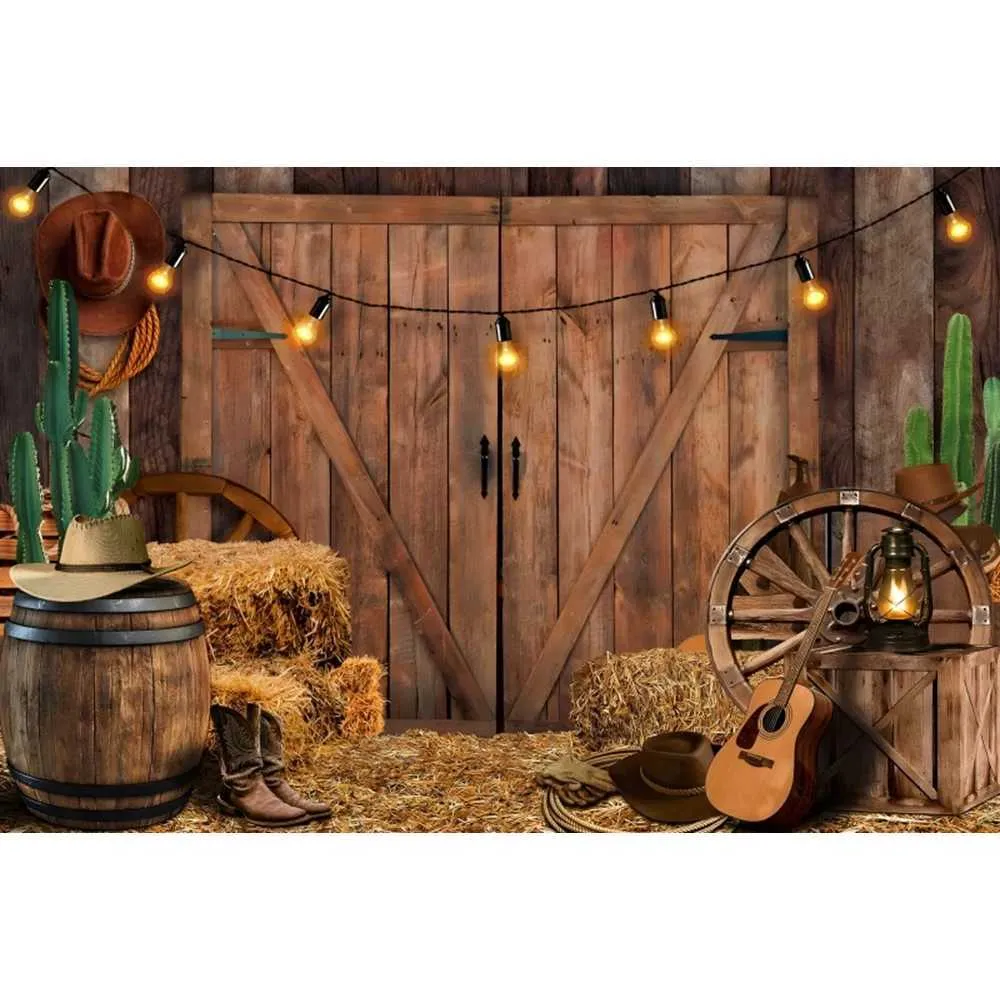 Rustic Wild West Backdrop For Western Cowboy Party Haystack, Hay Bale ...