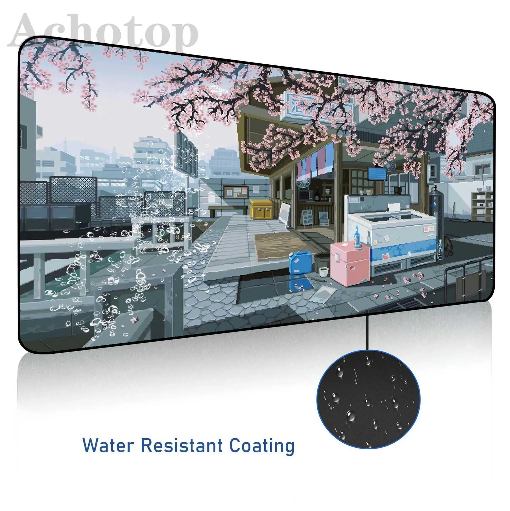 Waterproof Pixel Art Civic Landscape Mouse Pad With Wrist Rest Large ...