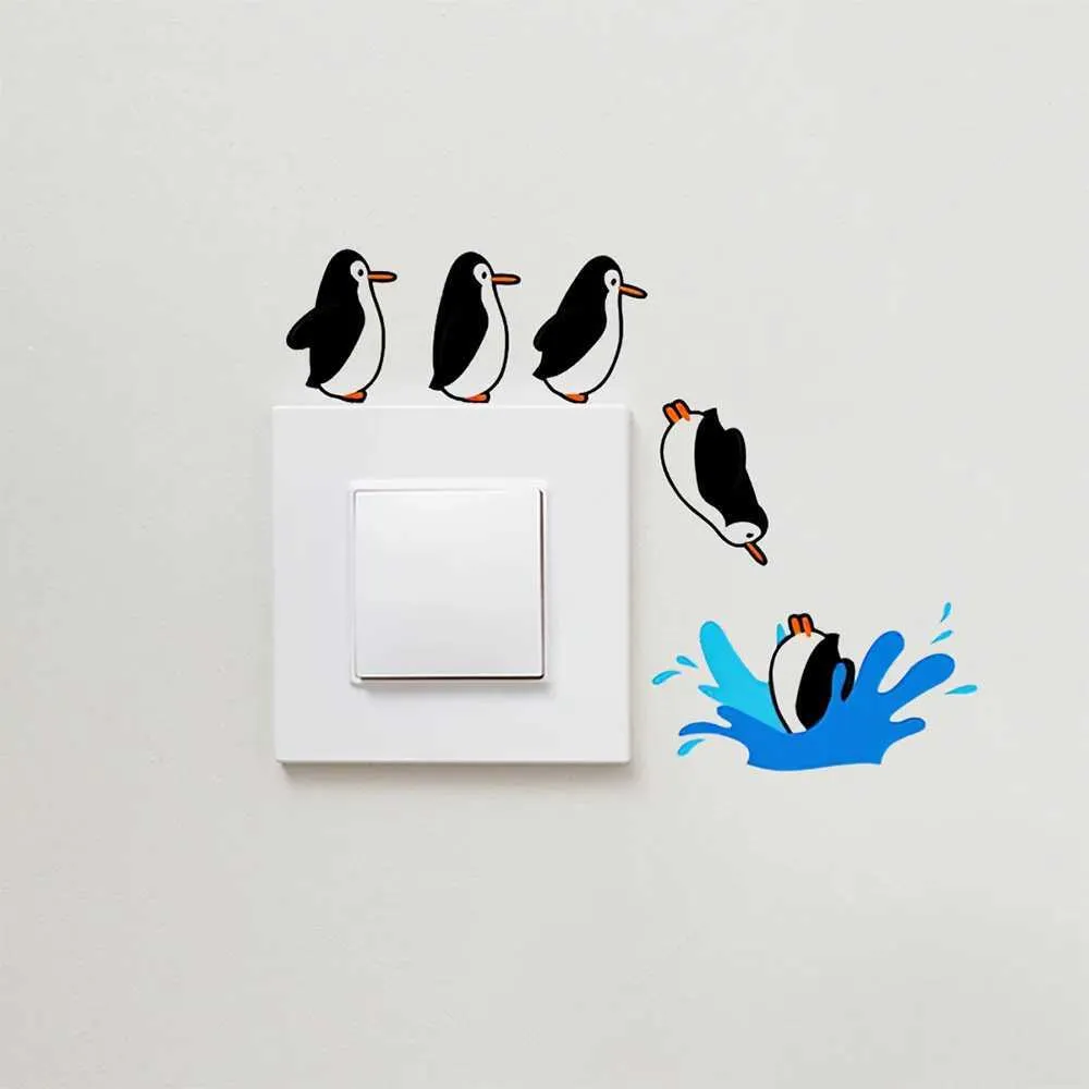 Switch Stickers 1 Cartoon Penguin Wall Switch Sticker Self Adhesive ...