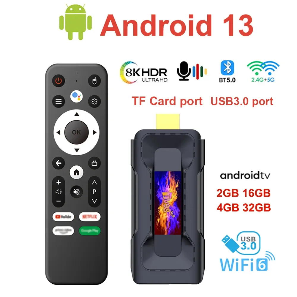 ATV TV Stick Android 13 USB3.0 WIFI6 RK3528 4GB 32GB 8K H.265 2.4G 5G ...