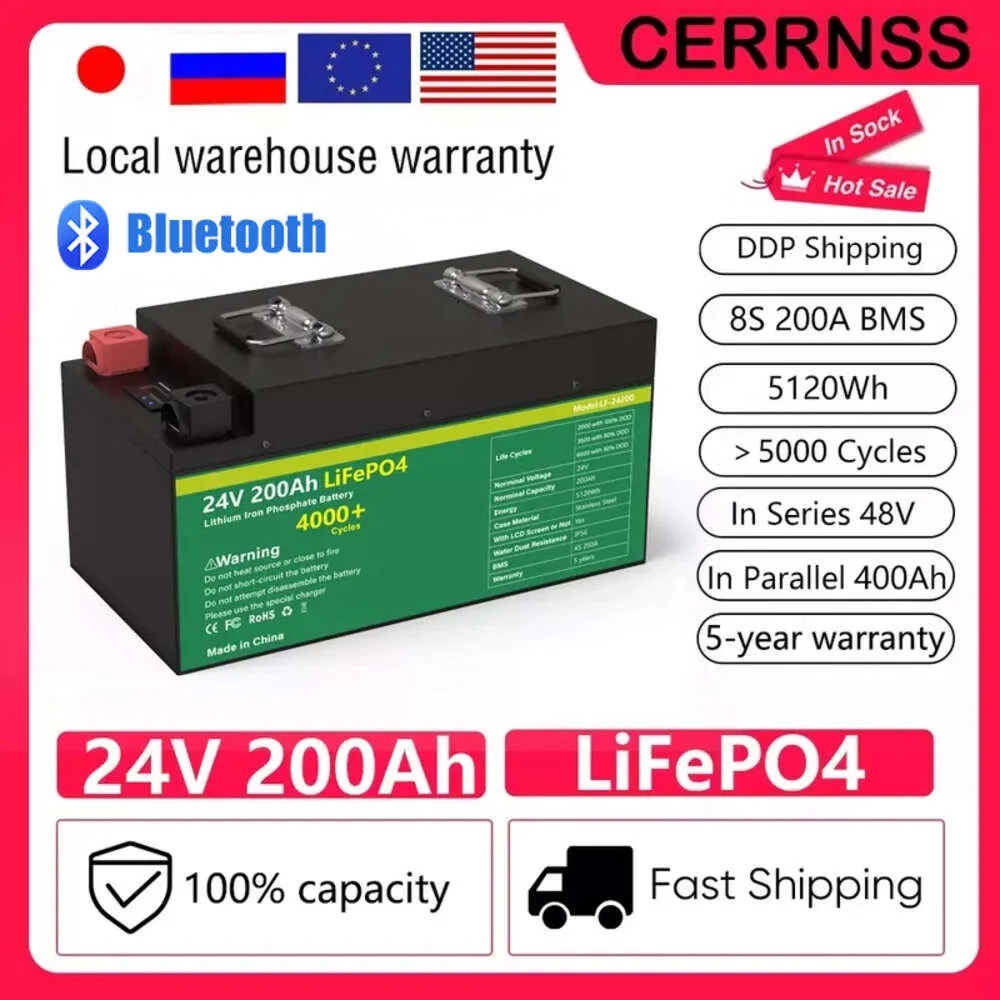 LiFePO4 24V Lithium Solar Battery Pack 100AH 200AH 300AH 29.2V Built-in ...