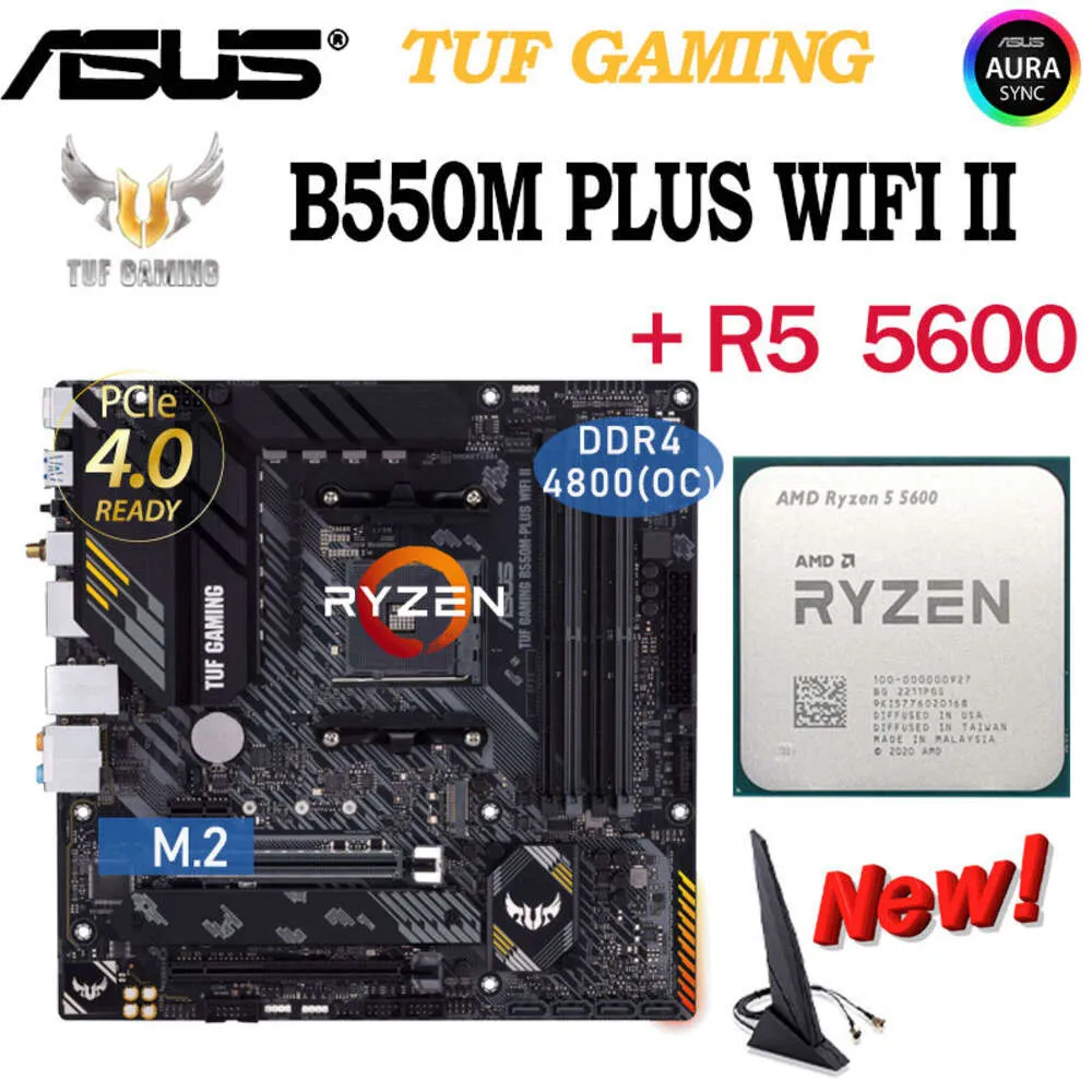 AMD Ryzen 5 5600 ASUS TUF B550M Plus Wifi II Combo: PC Gaming Kit Con PCI E 4.0, Soporte De 128 ...
