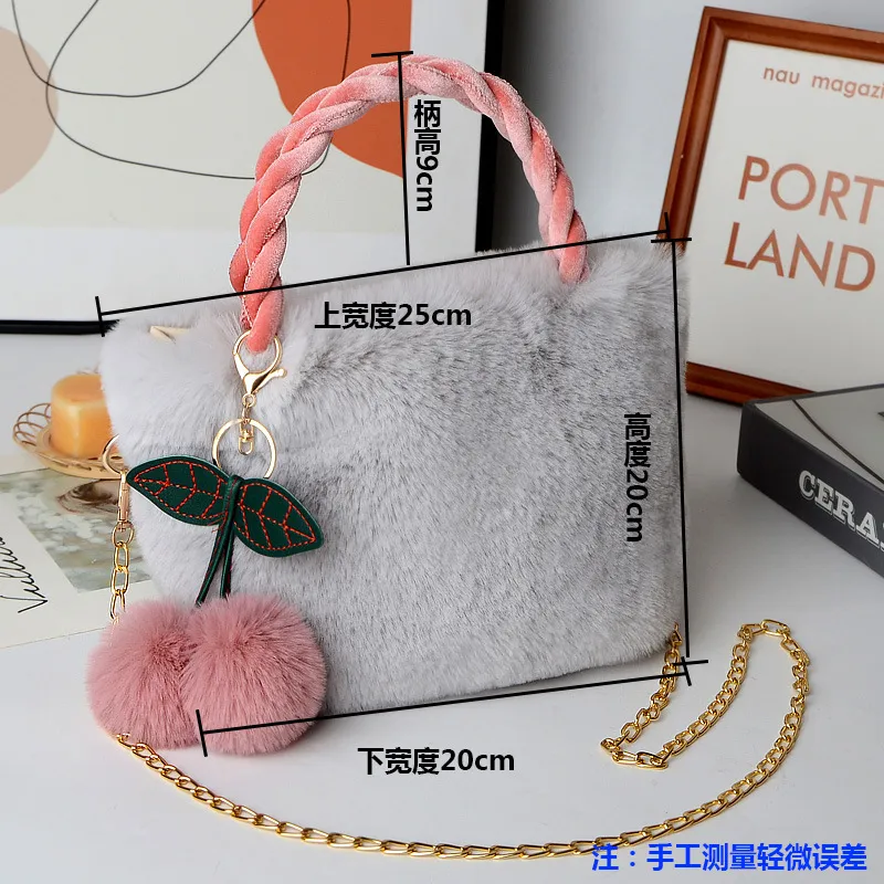 Girls' Fuzzy Faux Fur Crossbody Bags with Chain Strap, Winter Fluffy ...