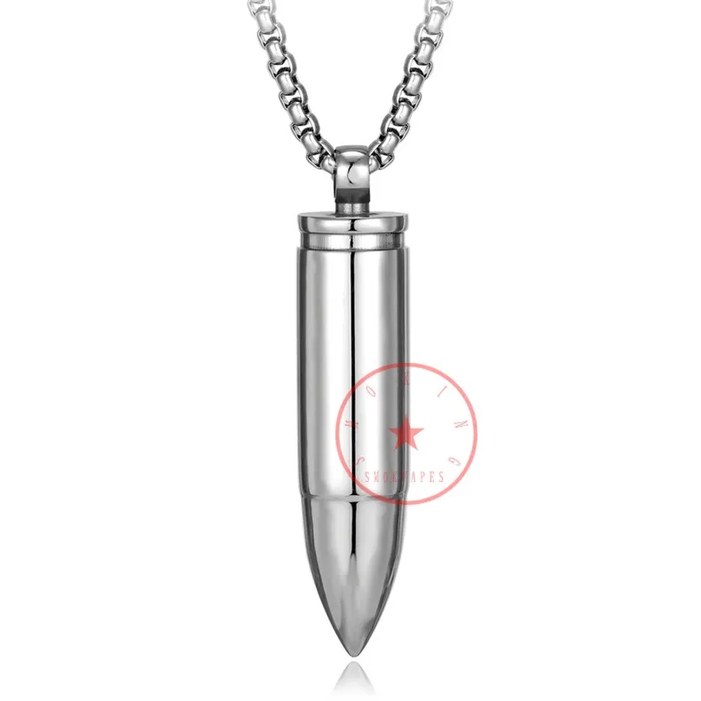 Stainless Steel Smoking Bullet Necklace Pendant Portable Herb Tobacco ...
