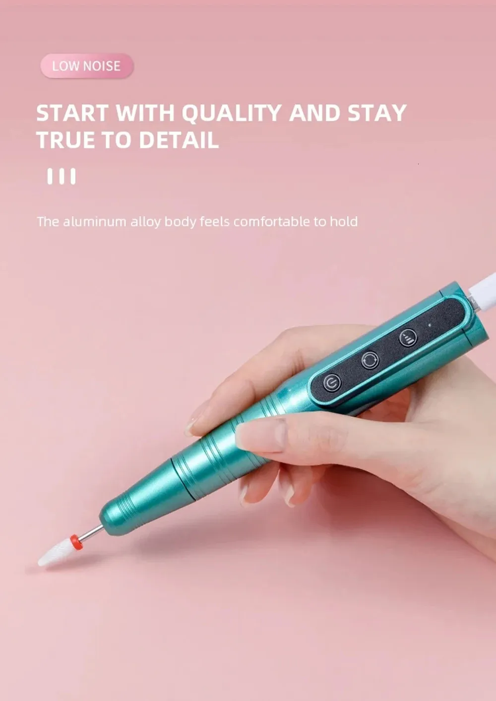 35000RPM Wireless Rechargeable Nail Drill Pen USB Nail File Polishing ...