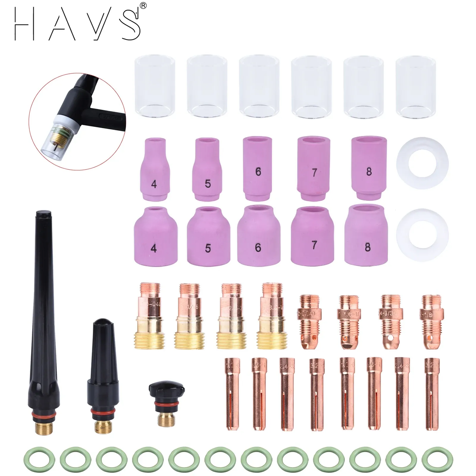 TIG Welding Torch Stubby Gas Lens Kit for WP17, WP18, WP26 TIG, Durable ...