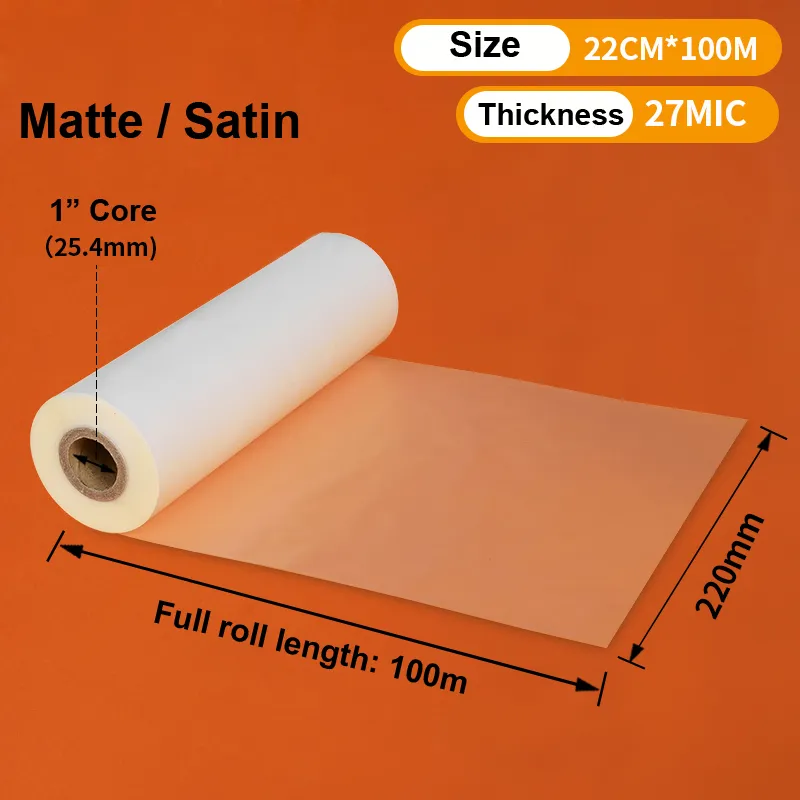 Satin Matte Glossy Hot Lamination Roll - 220mm x 100M, Premium Quality ...