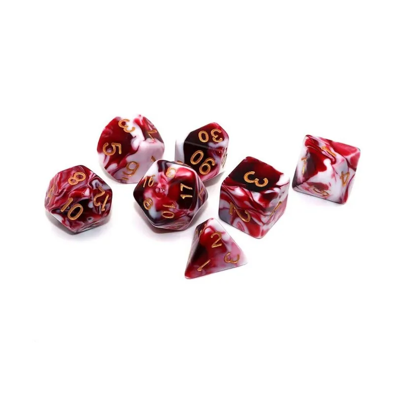 DHgate.com:7Pcs Polyhedral Dice Set, Red & White for TRPG, 2024 Family ...